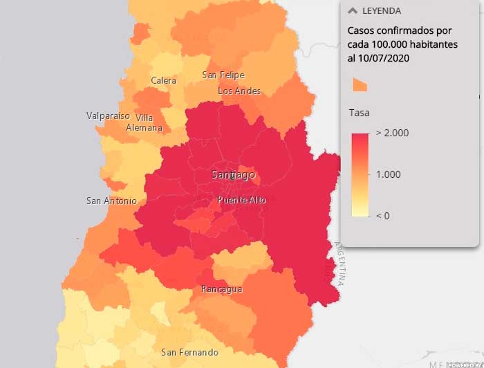 Plataforma permite saber el impacto del coronavirus en las comunas de Chile